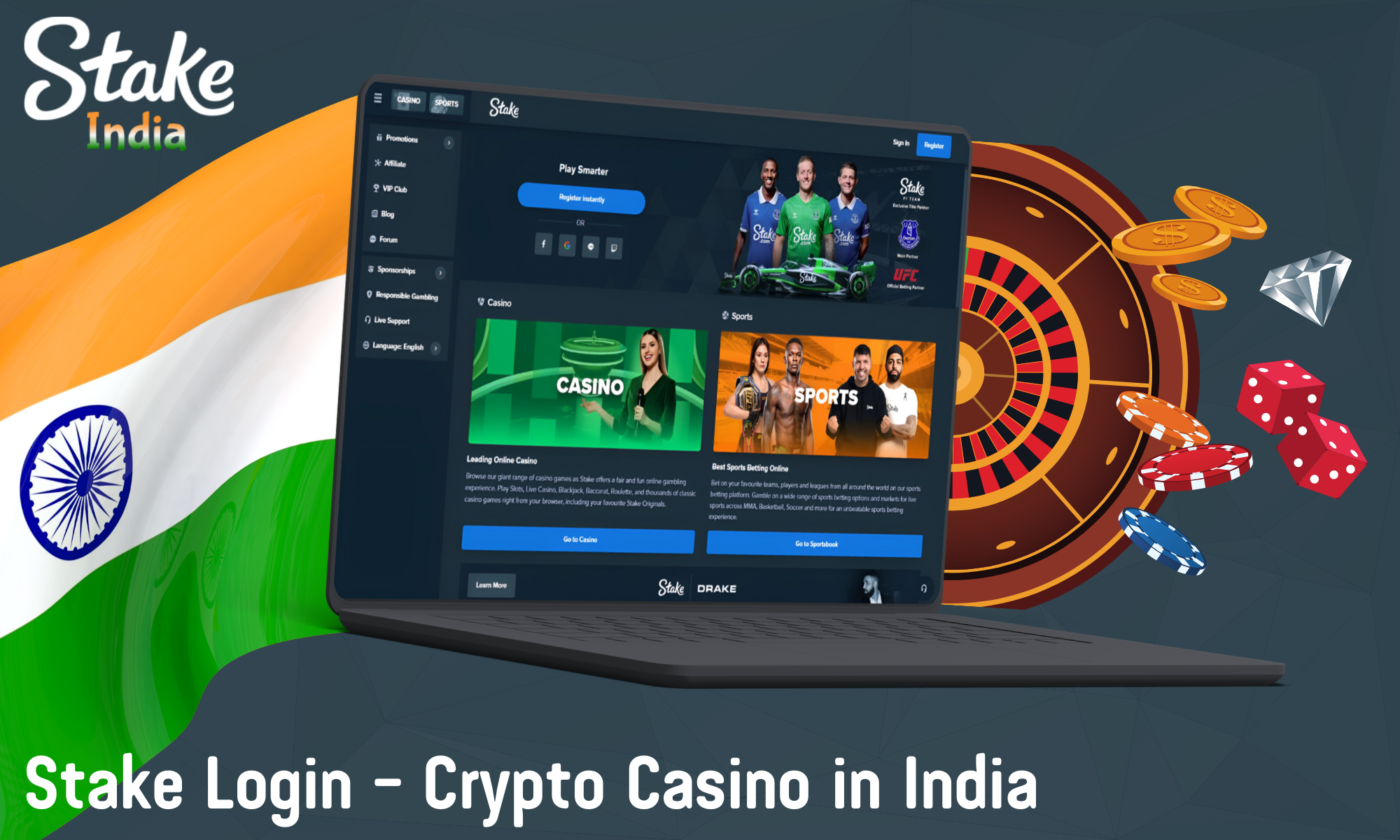 Stake India - Crypto Casino with ₹190,000 Bonus | Login